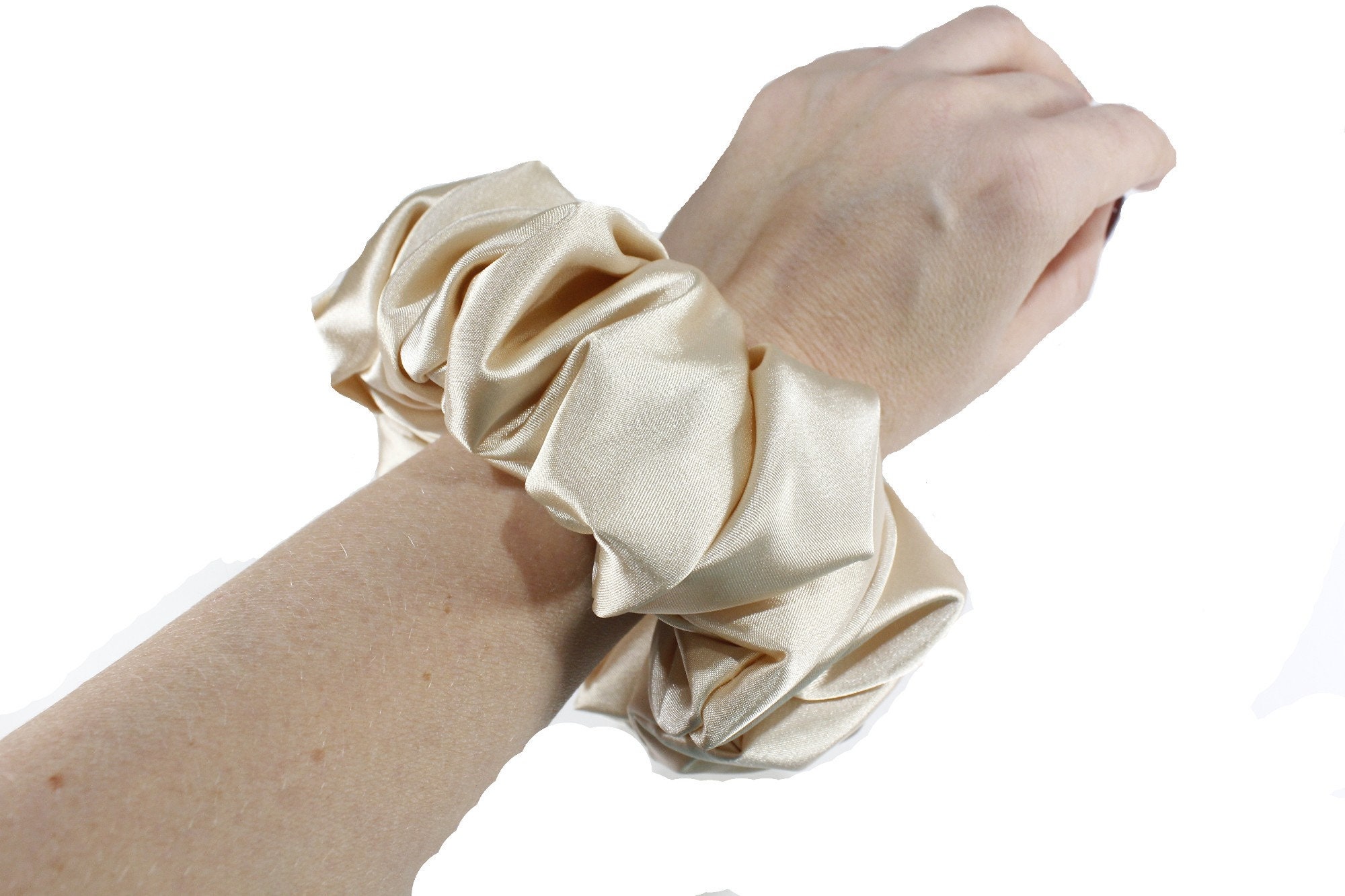 Beige Silky Satin Oversized Scrunchie for Thick Hair Woman or Girls ...