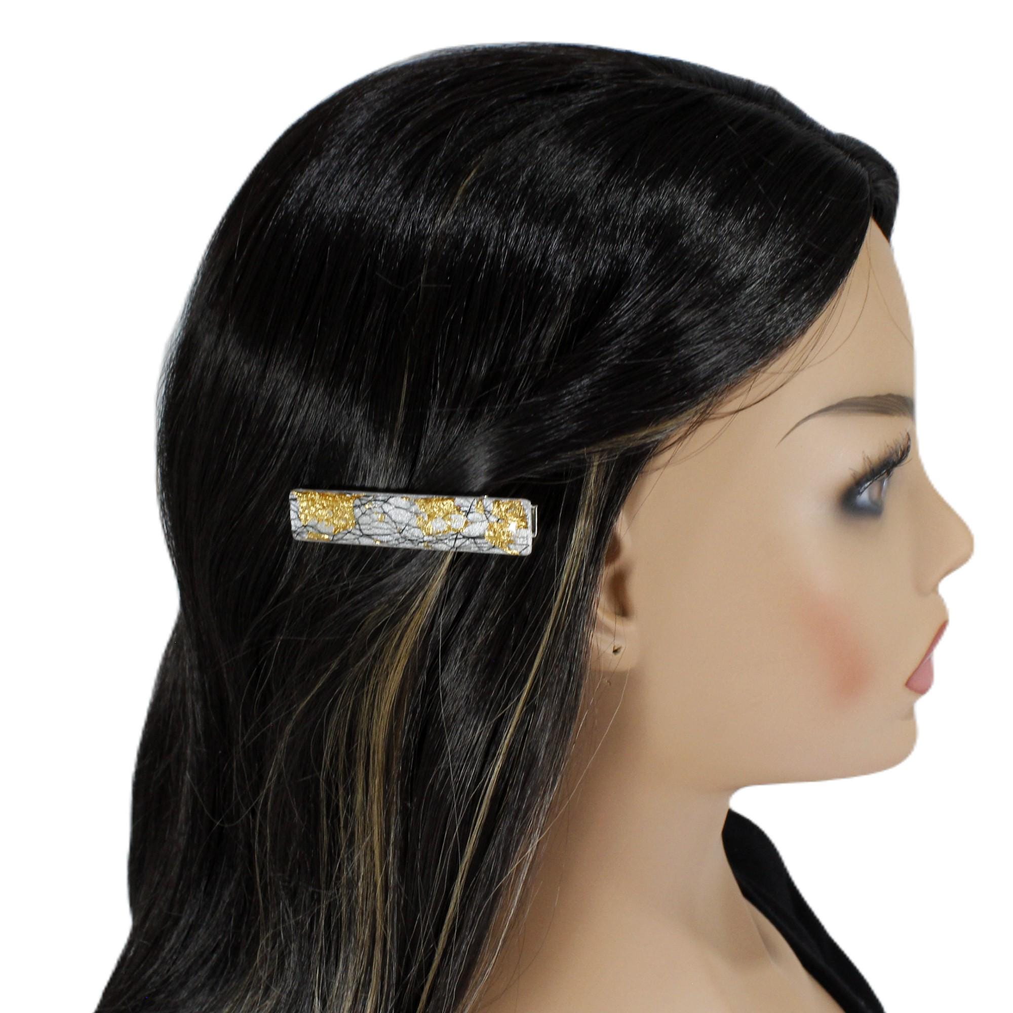 Gold Leaf Alligator Hair Clip: Handmade Barrette - Etsy
