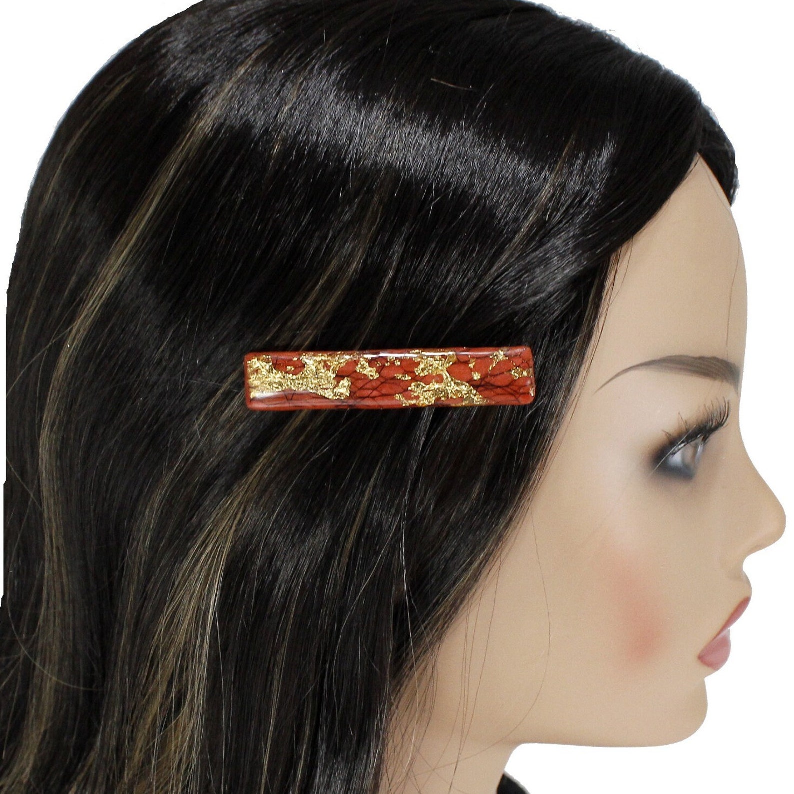 Gold Leaf Alligator Hair Clip: Handmade Barrette - Etsy