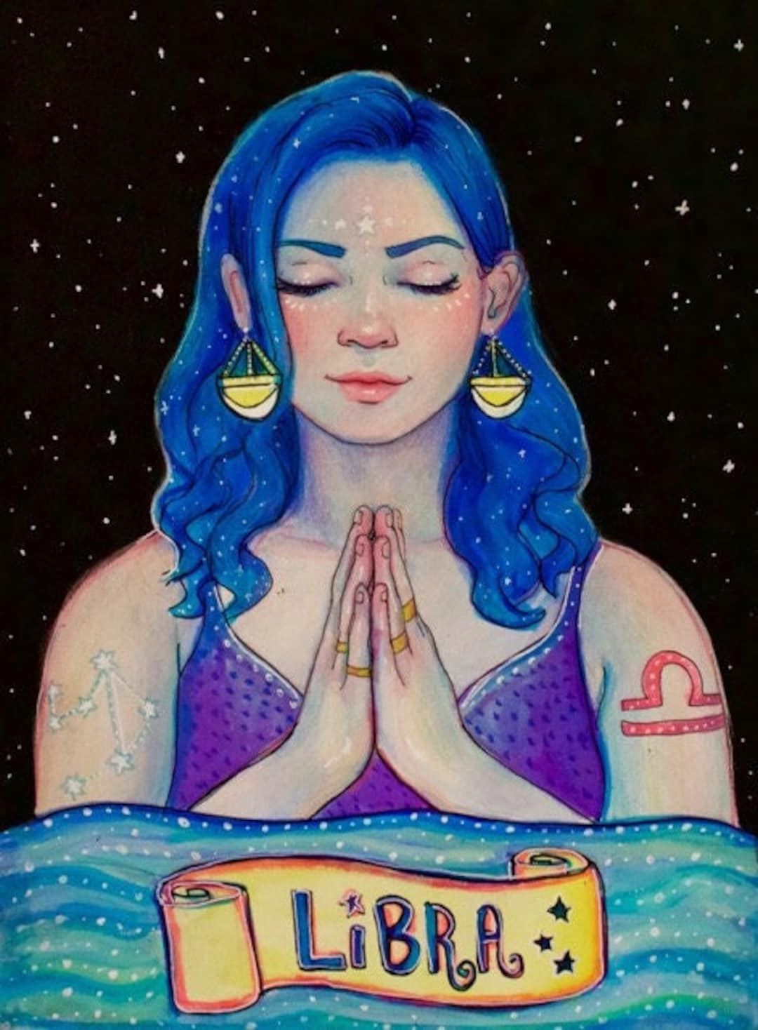 Libra Zodiac Watercolor Original Astrology Painting - Etsy