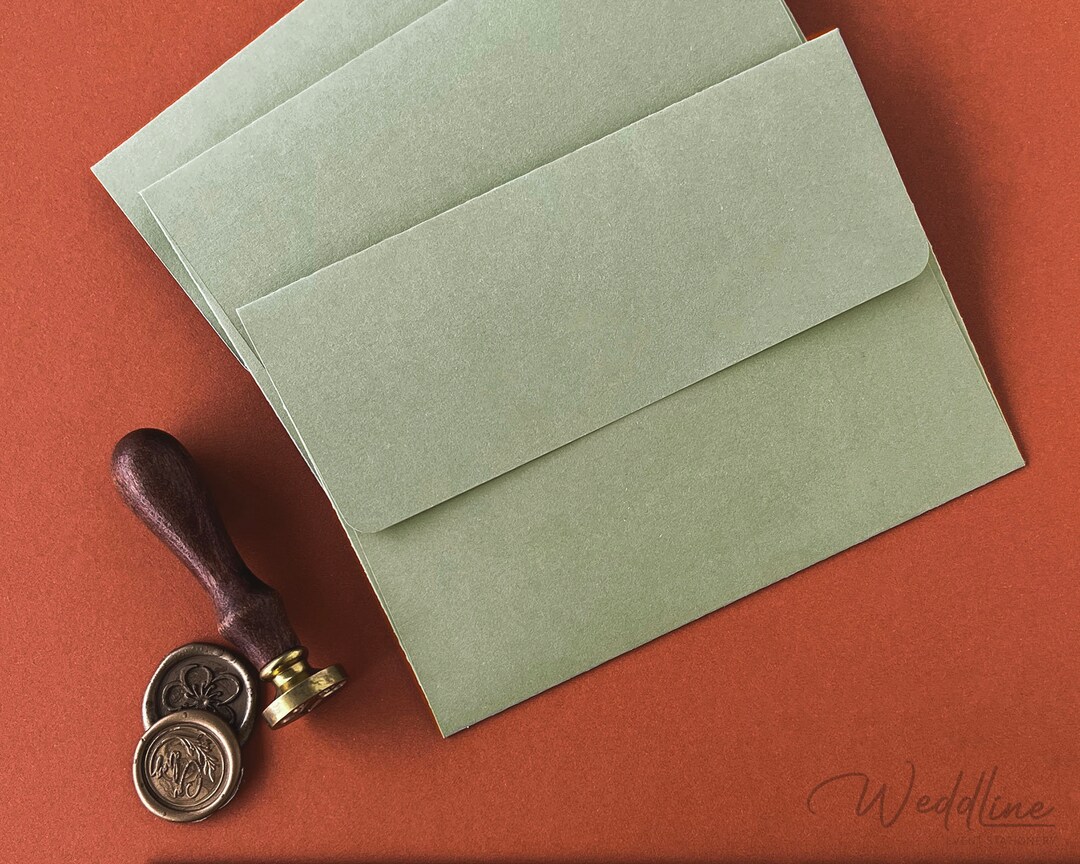 Straight Flap Envelopes for Wedding Invitations, Sage Green Flap ...