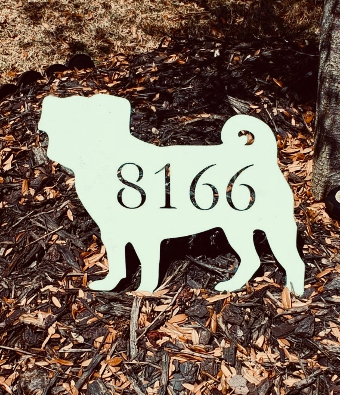 Pug House Number Sign | Pug Yard Art | Pug Garden Gifts | Custom House ...