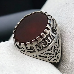 Handmade Shia Allah Ring Men's Woman's Yemeni Aqeeq Ahlulbayt Ahl-ul ...