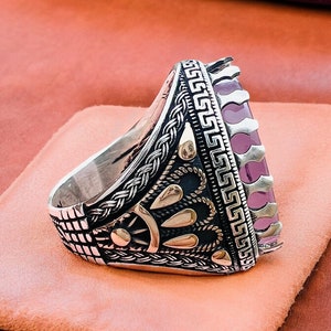 Salawat Islamic Calligraphy Arabic Ring, 925 Sterling Silver, for Men ...
