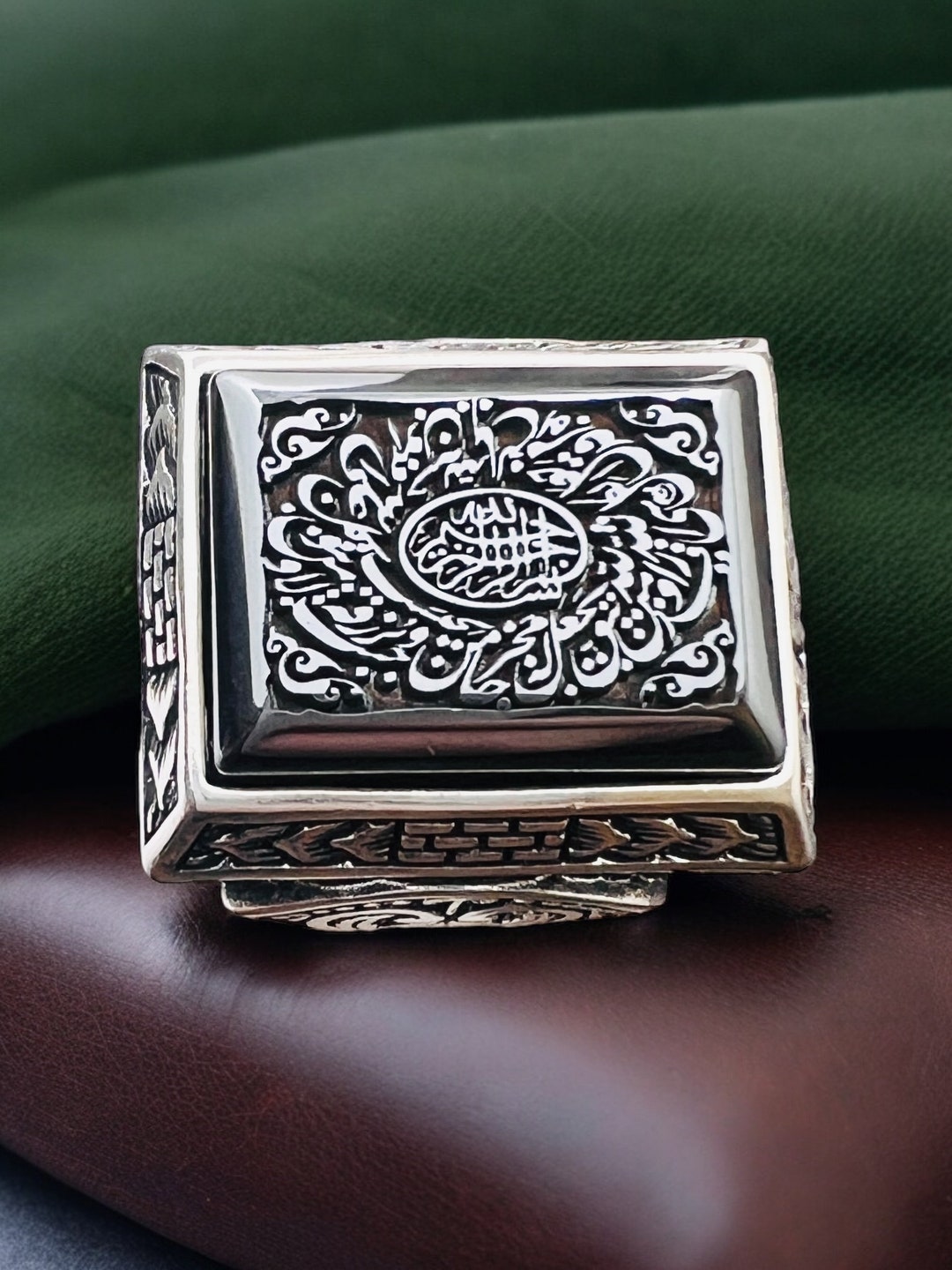925 Silver Hematite Islamic Quran Verse Ring - Shia Moslem Protection ...