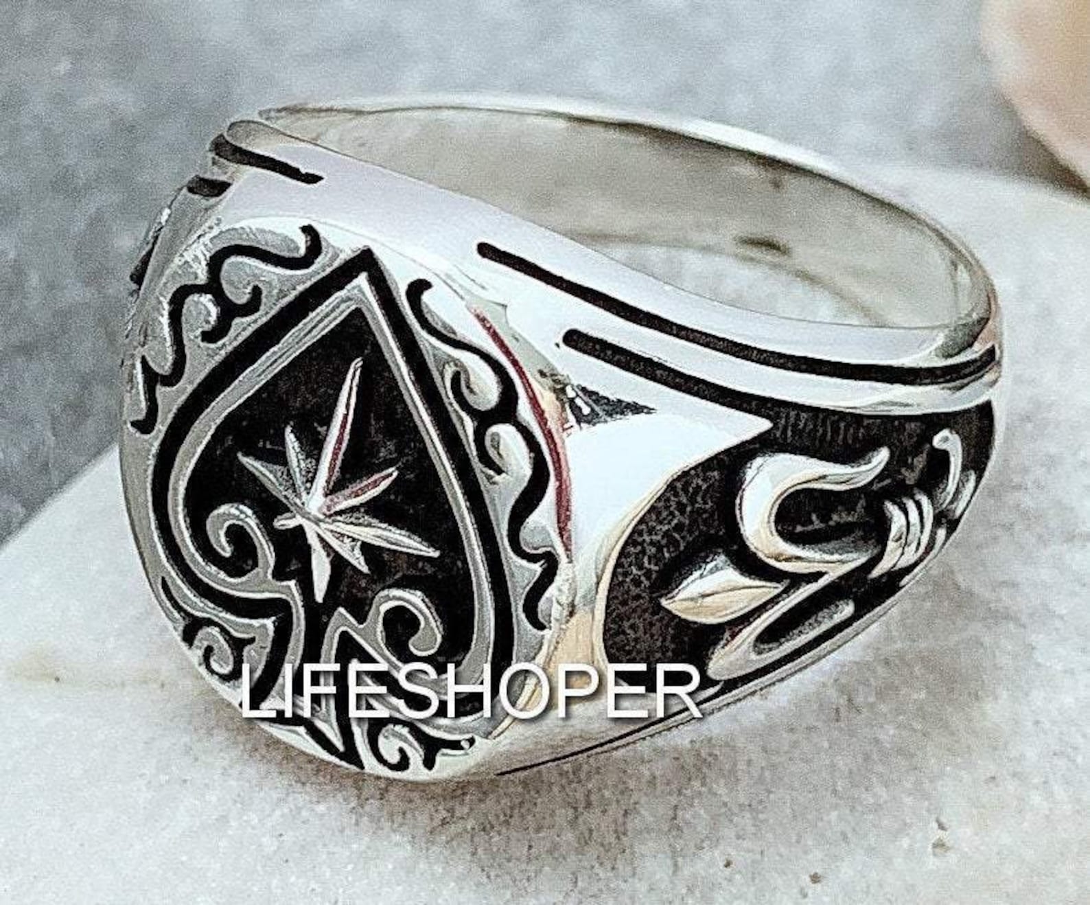 Poker Ring Gambling Ring Black Jack Clubs Ring Spades | Etsy