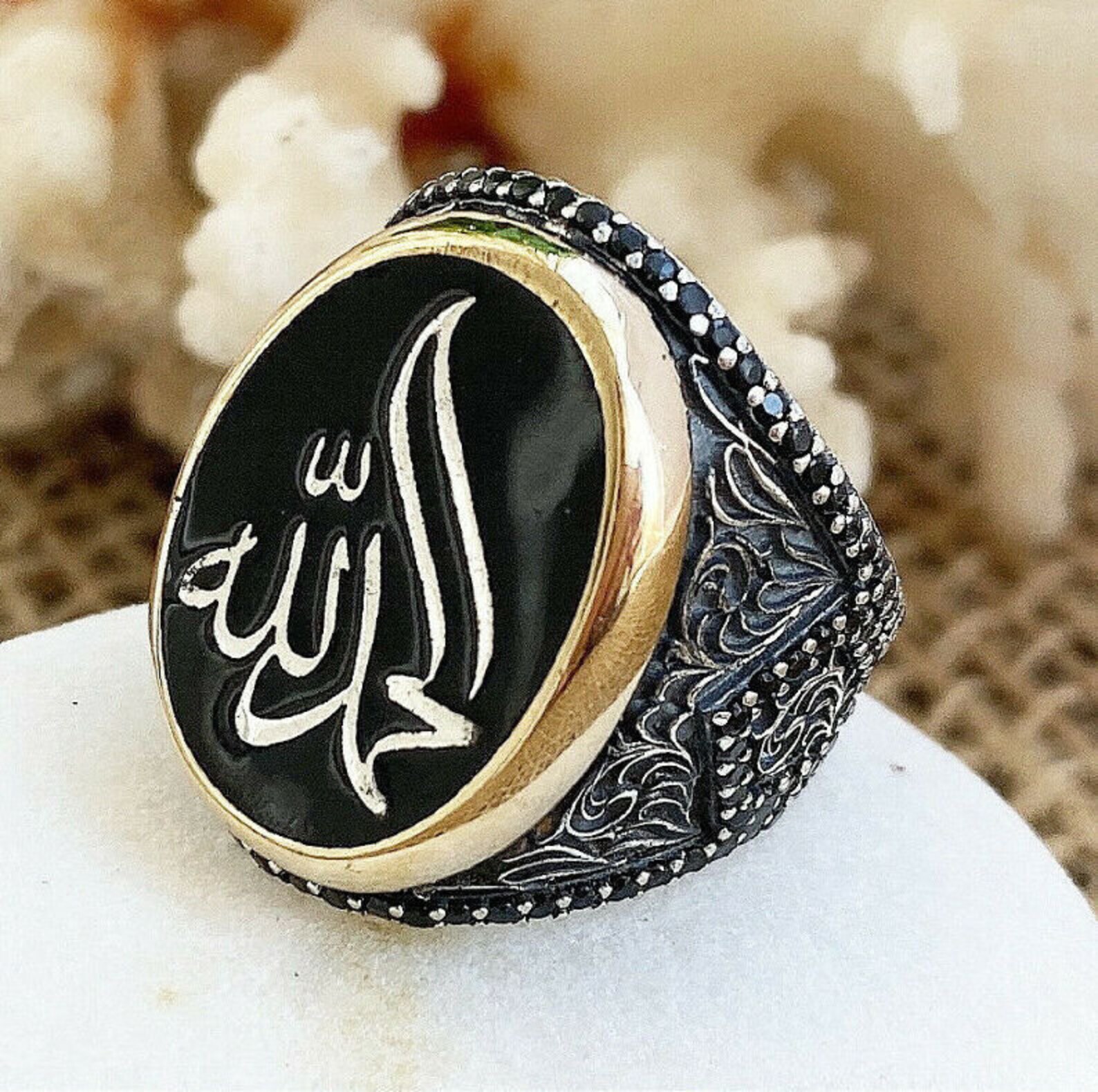 Sterling Silver Muslim Symbol Ring Allah Arabic Thanks God of - Etsy