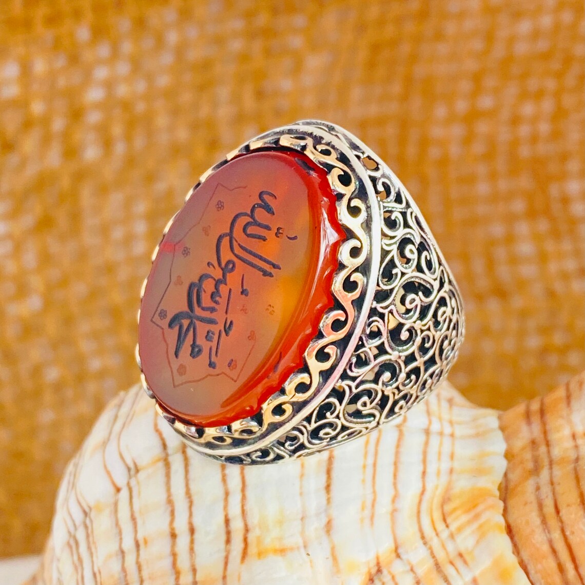Hand Engraved Seal of Prophet Muhammad red Yemeni Akik Ring - Etsy
