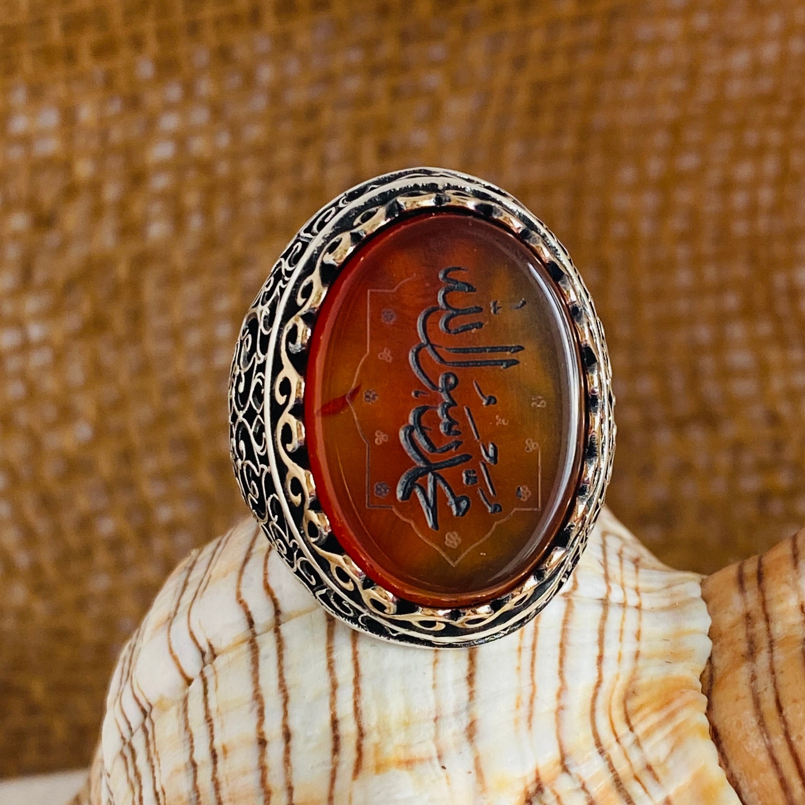 Hand Engraved Seal of Prophet Muhammad red Yemeni Akik Ring - Etsy