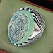 Hand Engraved Holy Quran Green Yemeni Akik 925 Silver Islamic Men Ring ...