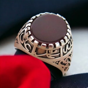 Handmade Shia Allah Ring Men's Woman's Yemeni Aqeeq Ahlulbayt Ahl-ul ...
