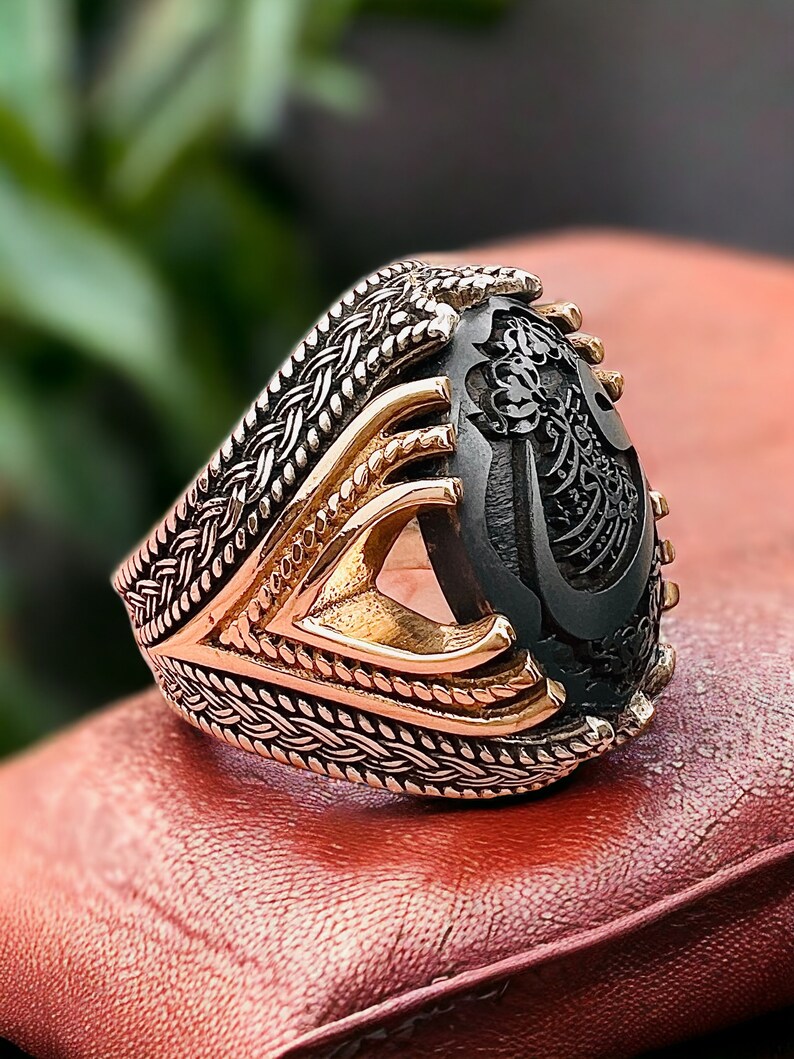 925 Silver Hematite Islamic Ring – Quran Verse وهوکل شی القدیر Arabic ...