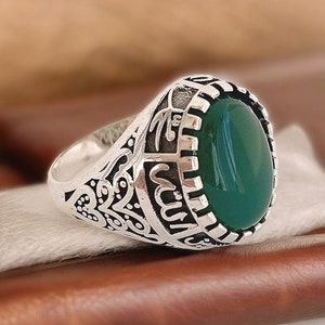 Handmade Shia Ring Men's Woman's Green Yemeni Aqeeq Ahlulbayt Ahl-ul ...