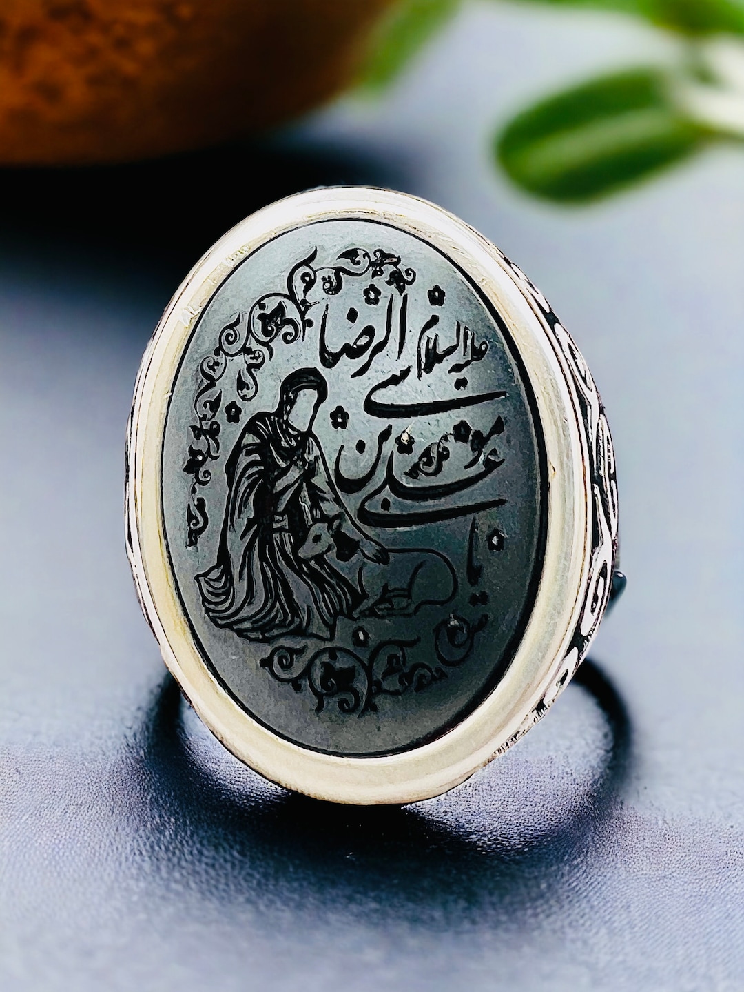 Imam Reza Natural Hematite Islamic Carving Natural Genuine Hadid Imam ...