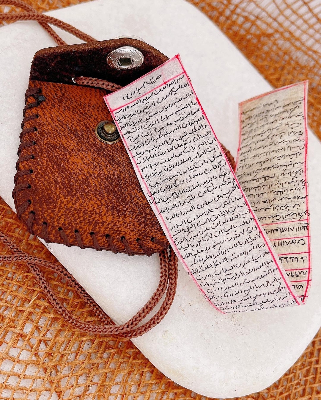 Shia Islamic Leader Pendant With Hirz Iman Javad Jawaad on Deer Skin ...