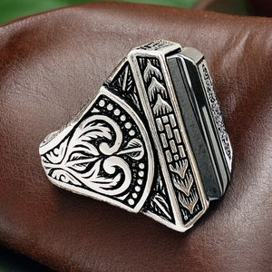 Rectangle ARBIC ISLAMIC Natural Hematit Hadid 925 Silver Quranic ...