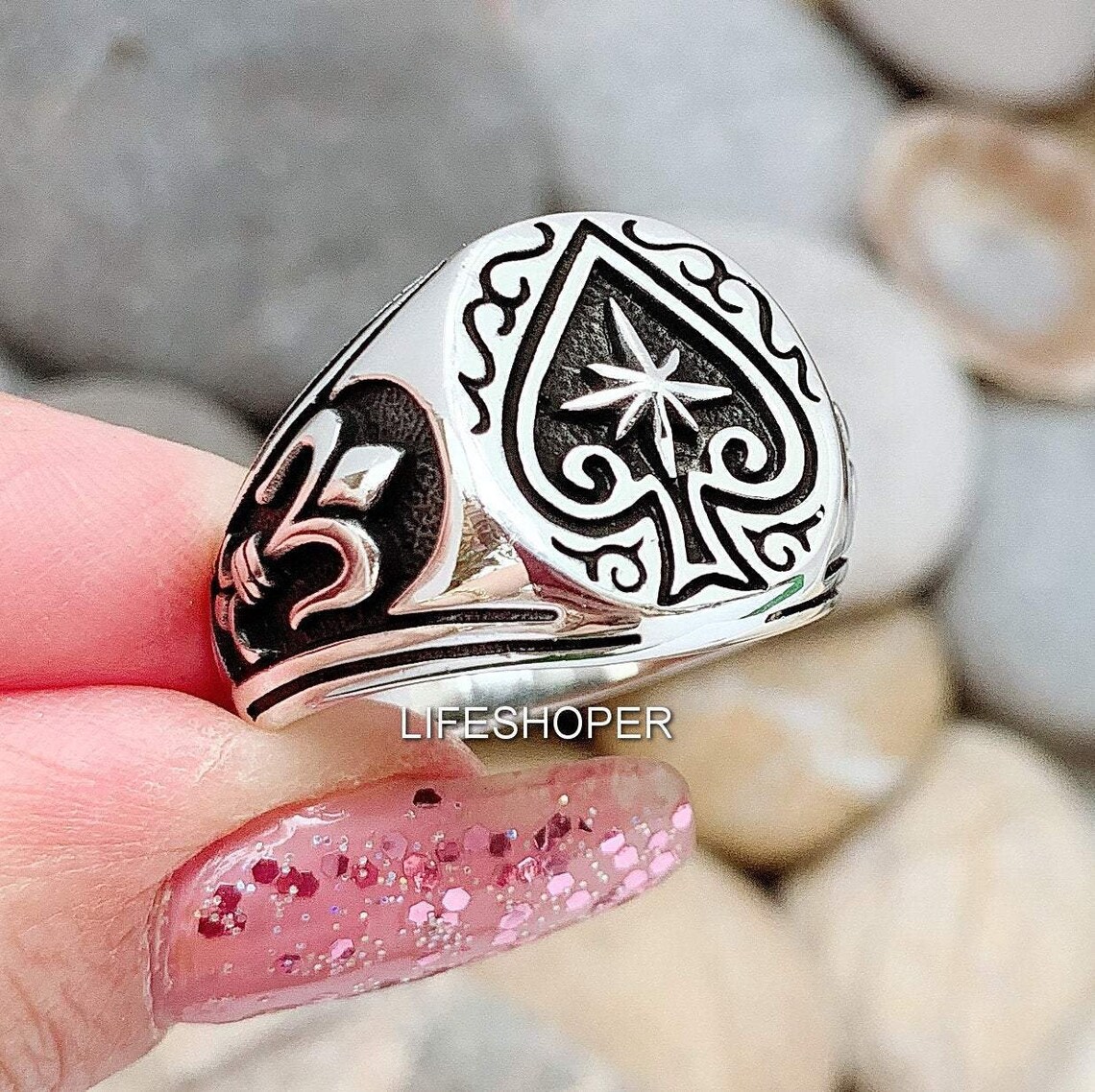 Poker Ring Gambling Ring Black Jack Clubs Ring Spades | Etsy