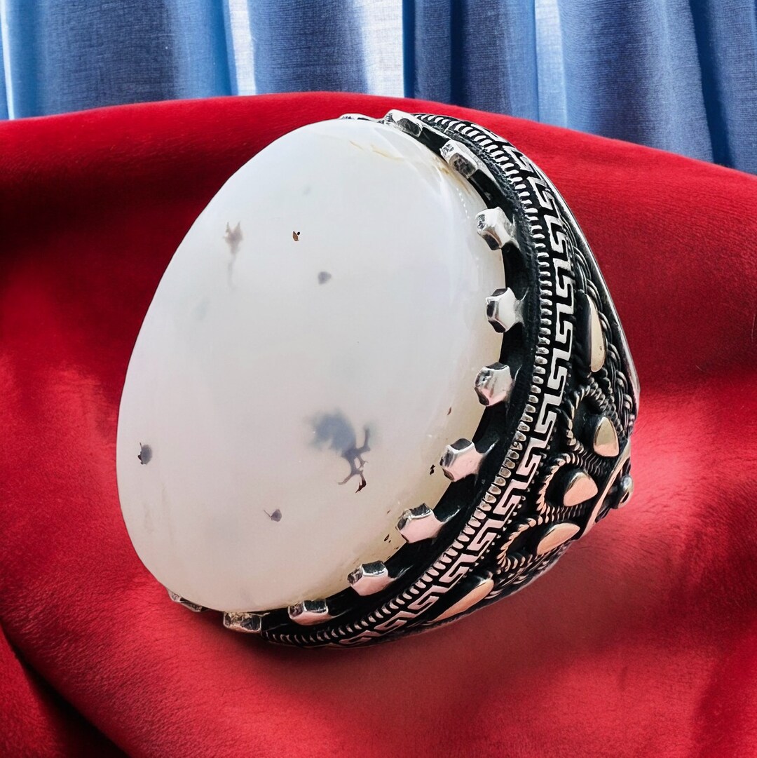 Shajar Yemeni Agate Elegance: Handcrafted 925 Sterling Silver Ring ...