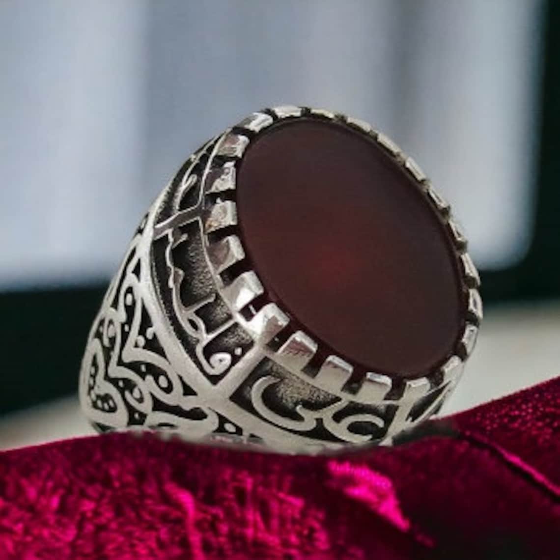 Handmade Shia Allah Ring Men's Woman's Yemeni Aqeeq Ahlulbayt Ahl-ul ...