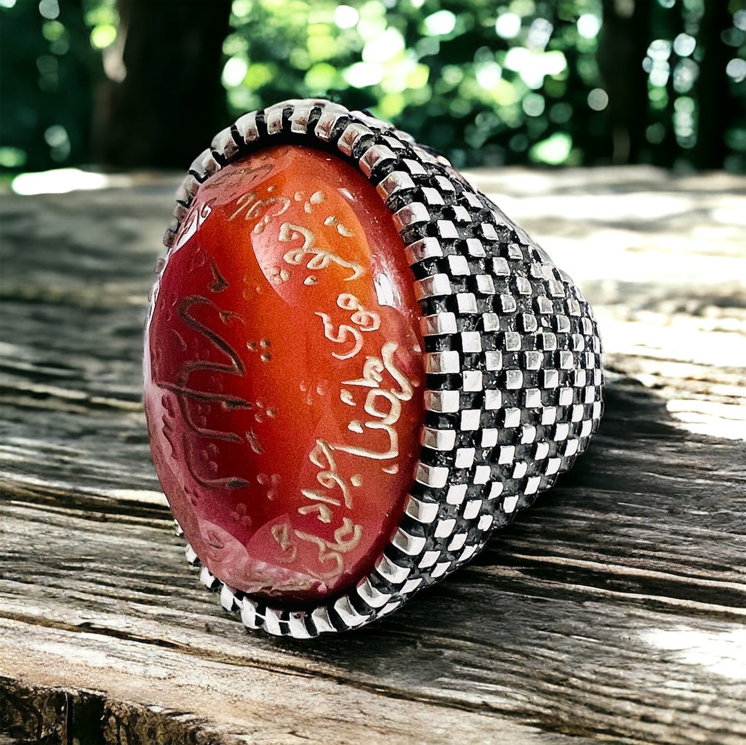 Hand Carving the 14 Infallible Imam Stone Red Agate Ahlulbayt Ehlibeyt ...