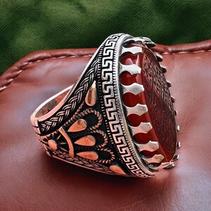 Shia Islamic Islam Calligraphy Men Woman Ring Big Natural Agate 925 ...