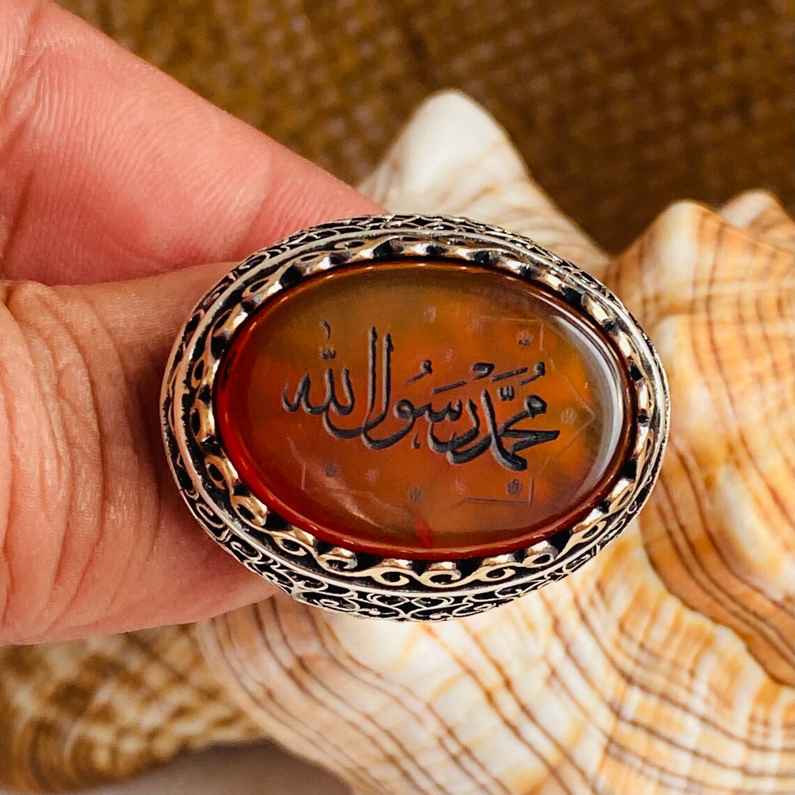 Hand Engraved Seal of Prophet Muhammad red Yemeni Akik Ring - Etsy