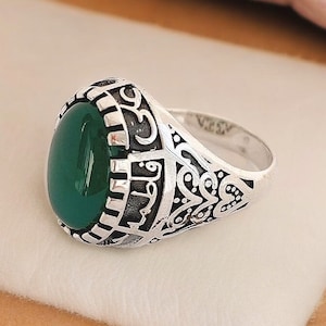 Handmade Shia Ring Men's Woman's Green Yemeni Aqeeq Ahlulbayt Ahl-ul ...