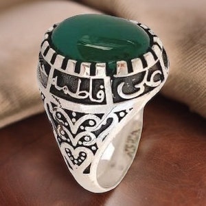Handmade Shia Ring Men's Woman's Green Yemeni Aqeeq Ahlulbayt Ahl-ul ...
