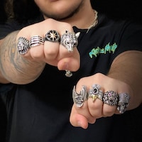 Shia Islamic Islam Calligraphy Men Woman Ring Big Natural Agate 925 ...