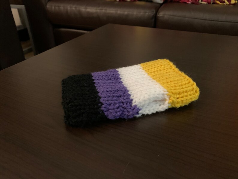 Nonbinary Pride Flag Knit Fingerless Gloves - Etsy