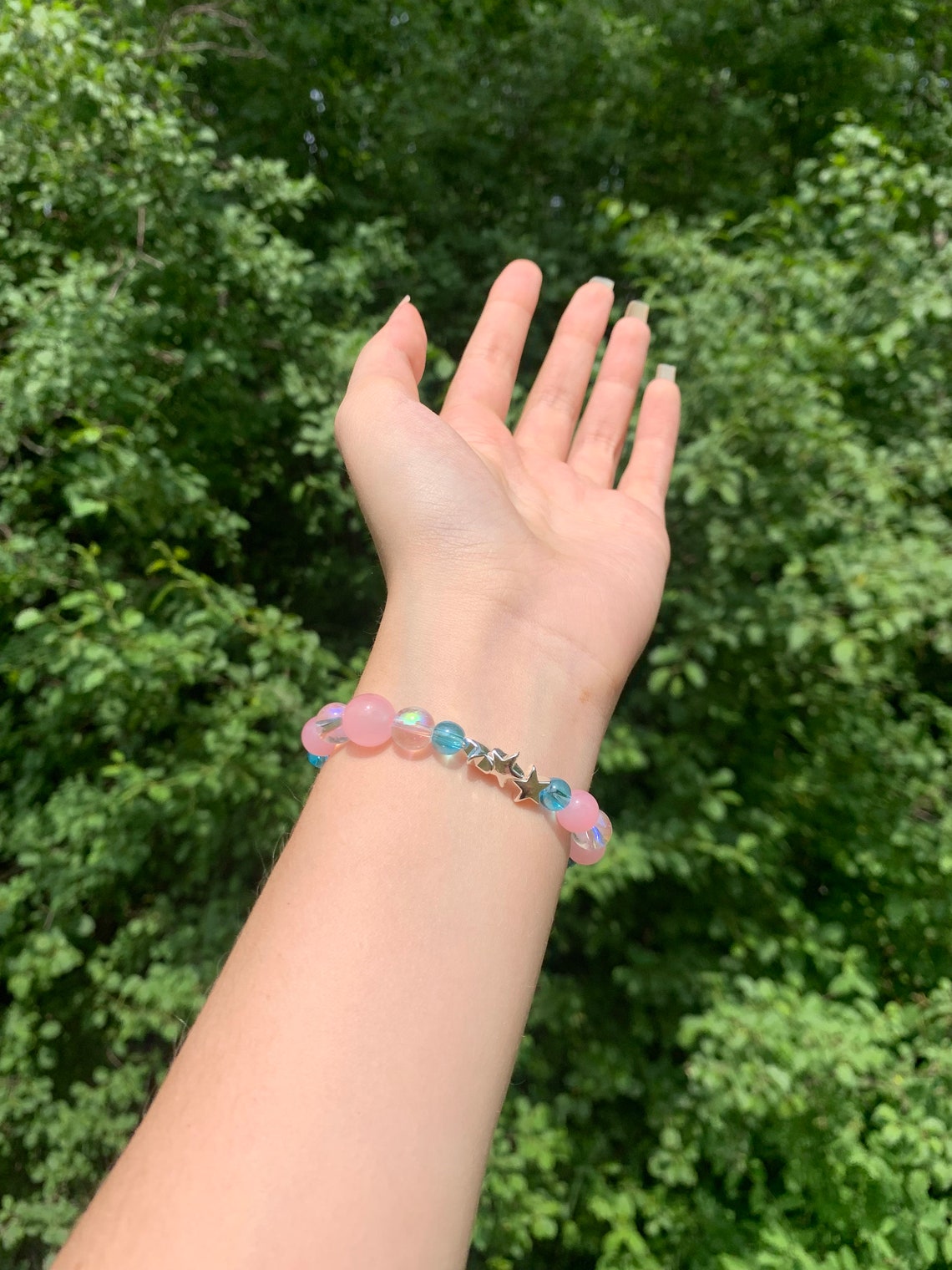 Transgender Pride Flag Star Beaded Gemstone Bracelet - Etsy