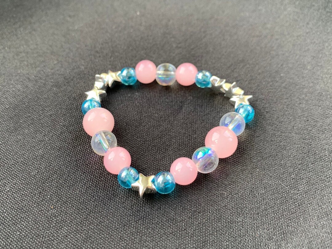Transgender Pride Flag Star Beaded Gemstone Bracelet - Etsy