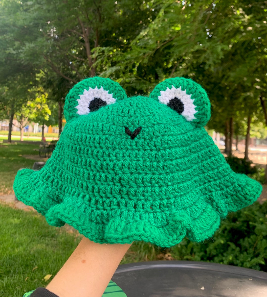 Frog Crochet Bucket Hat, Crochet Froggy Hat, Animal Bucket Hat, Summer ...