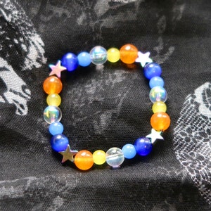 Aroace Pride Flag Star Beaded Gemstone Bracelet, Stretchy Beaded ...