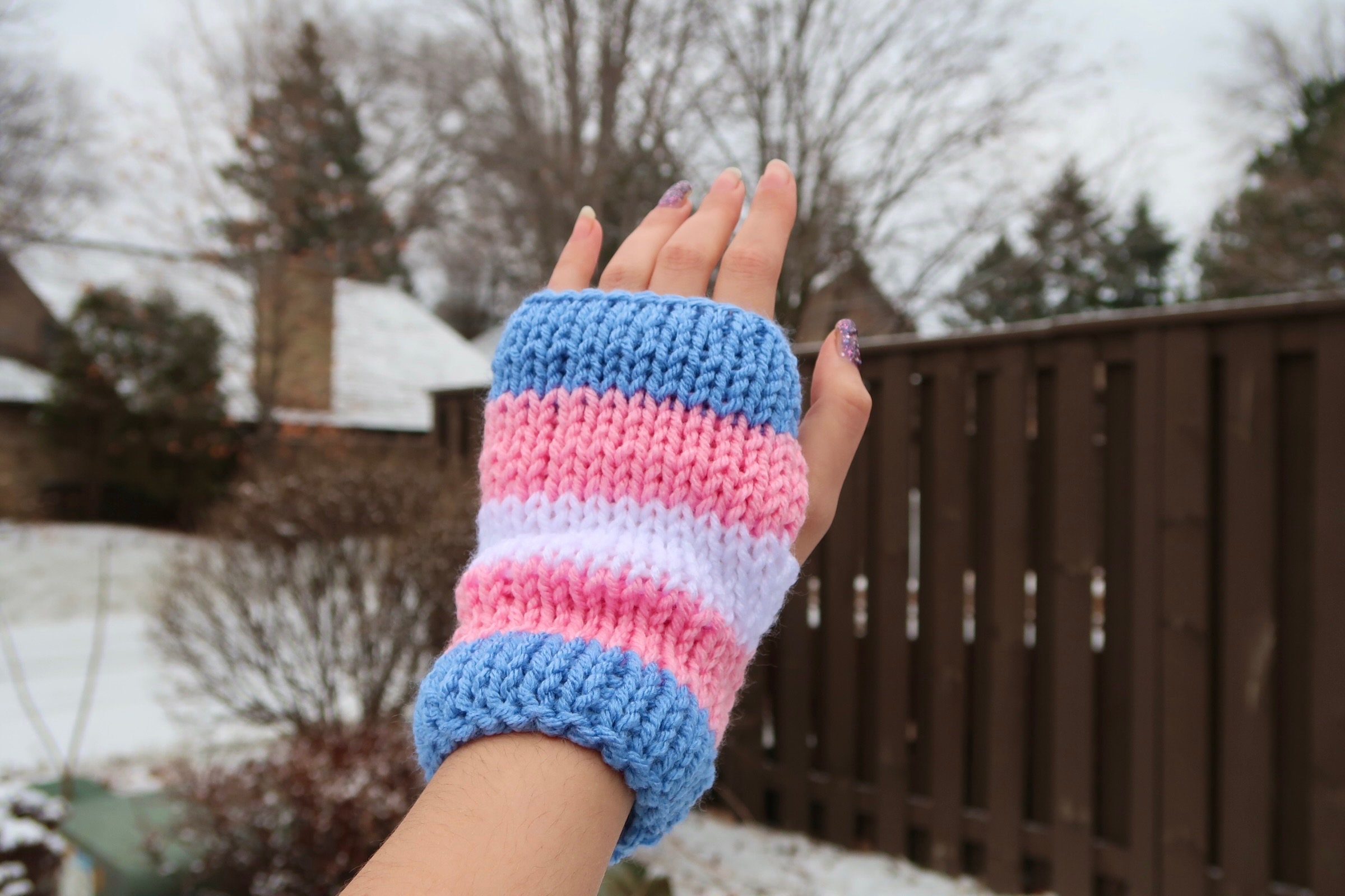 Transgender Gloves, Pride Knit Double Layer Hand Warmers, LGBTQ Coming ...