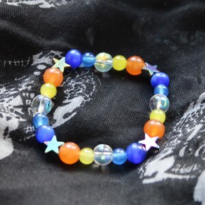 Aroace Pride Flag Star Beaded Gemstone Bracelet, Stretchy Beaded ...