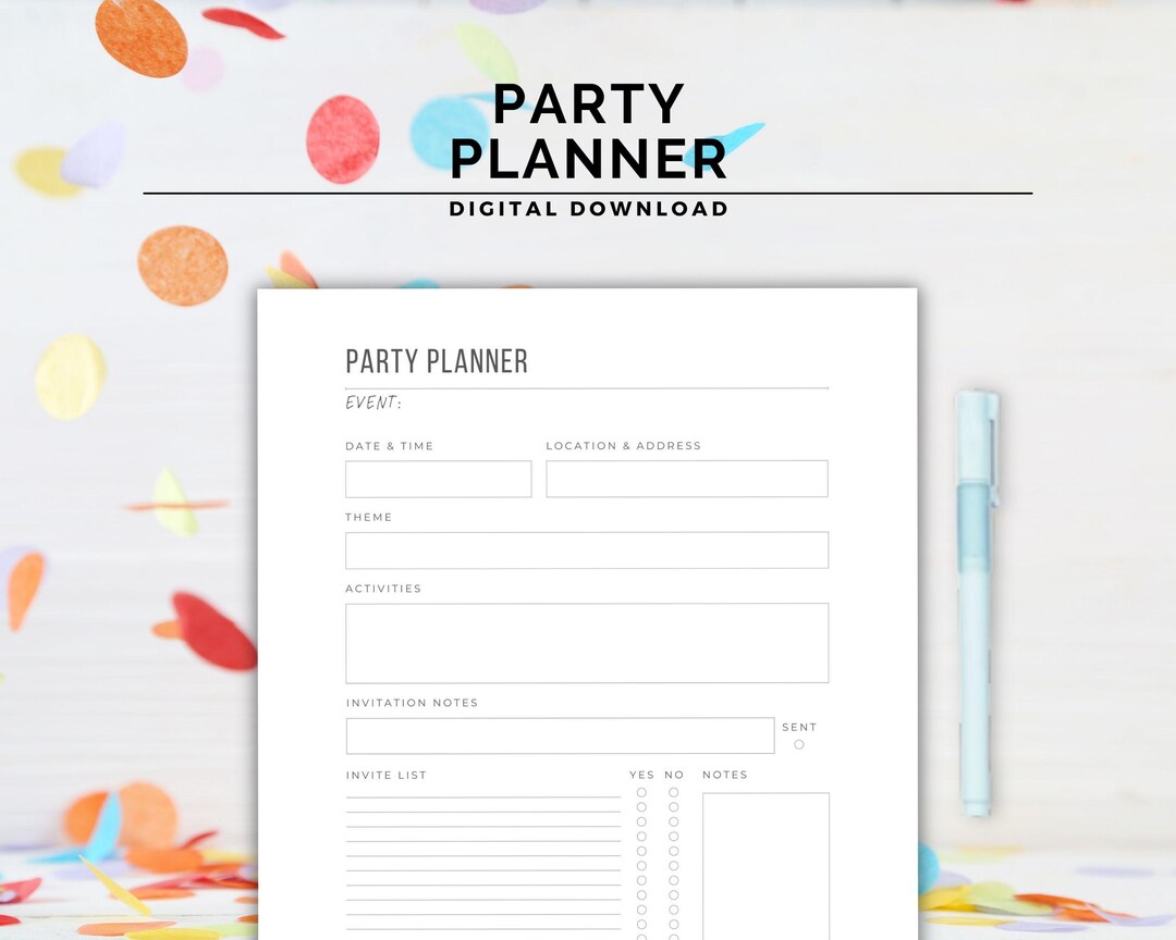 Party Planner / DIGITAL DOWNLOAD / Birthdays Anniversaries Holiday ...