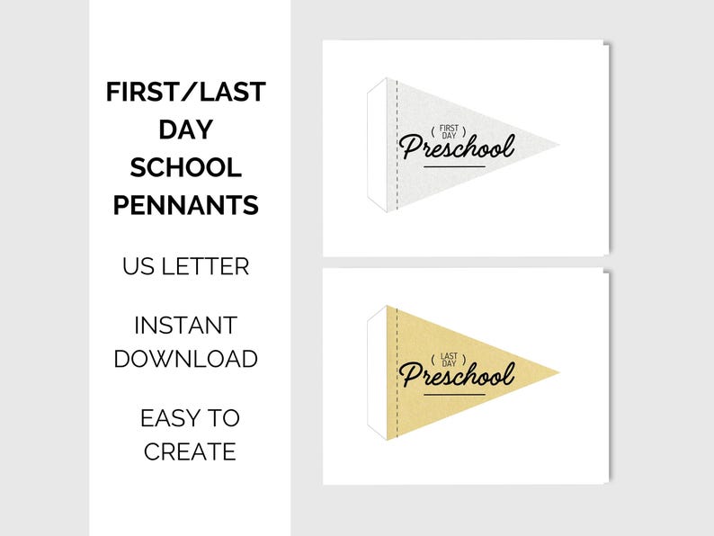 First Day Printable Pennant Flags / Digital Download / Back-to-school ...