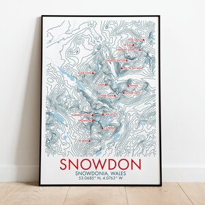 Snowdon Snowdonia Contour Lines Print Map Print Wales - Etsy