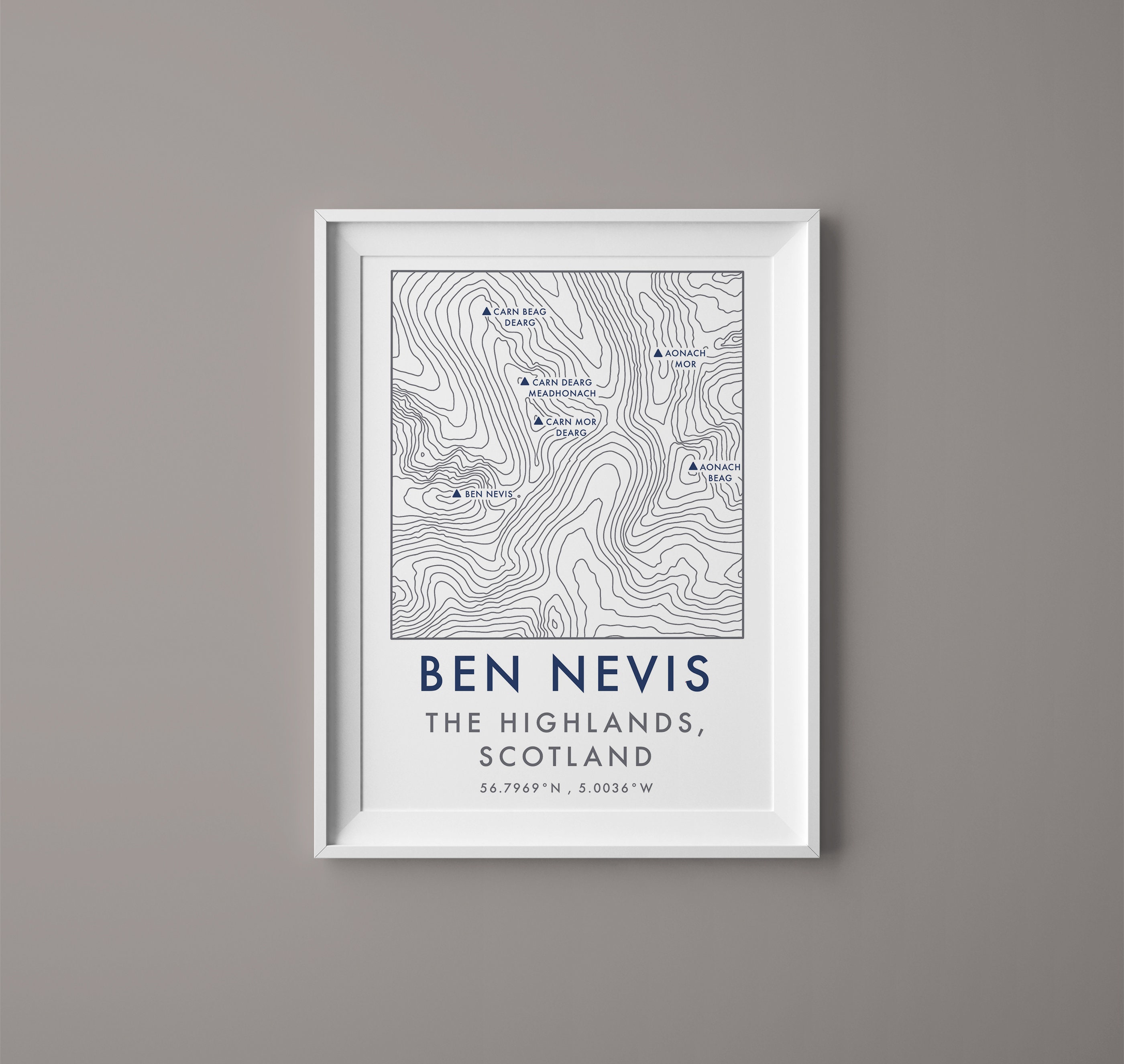 Ben Nevis Contour Lines Print Map Print Scotland Print | Etsy