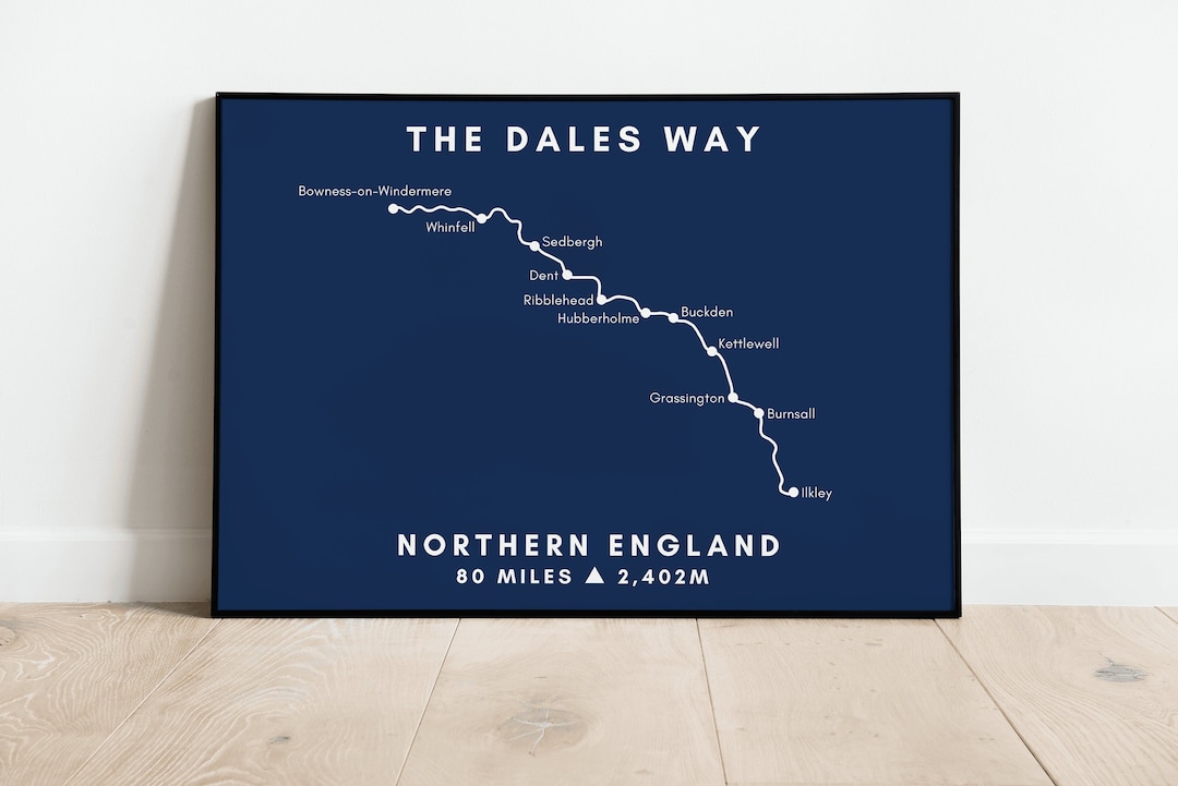 The Dales Way Print West Yorkshire & the Lake District Hike/walk/trail ...