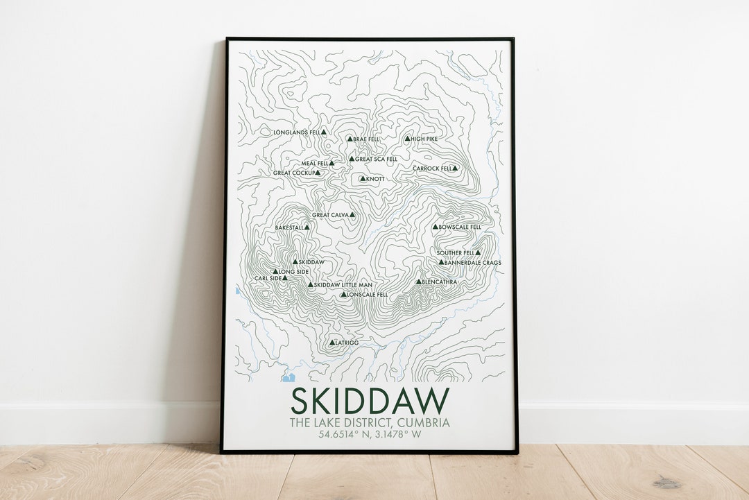 Skiddaw, Northern Fells, the Lake District Contour Lines, Topographic ...