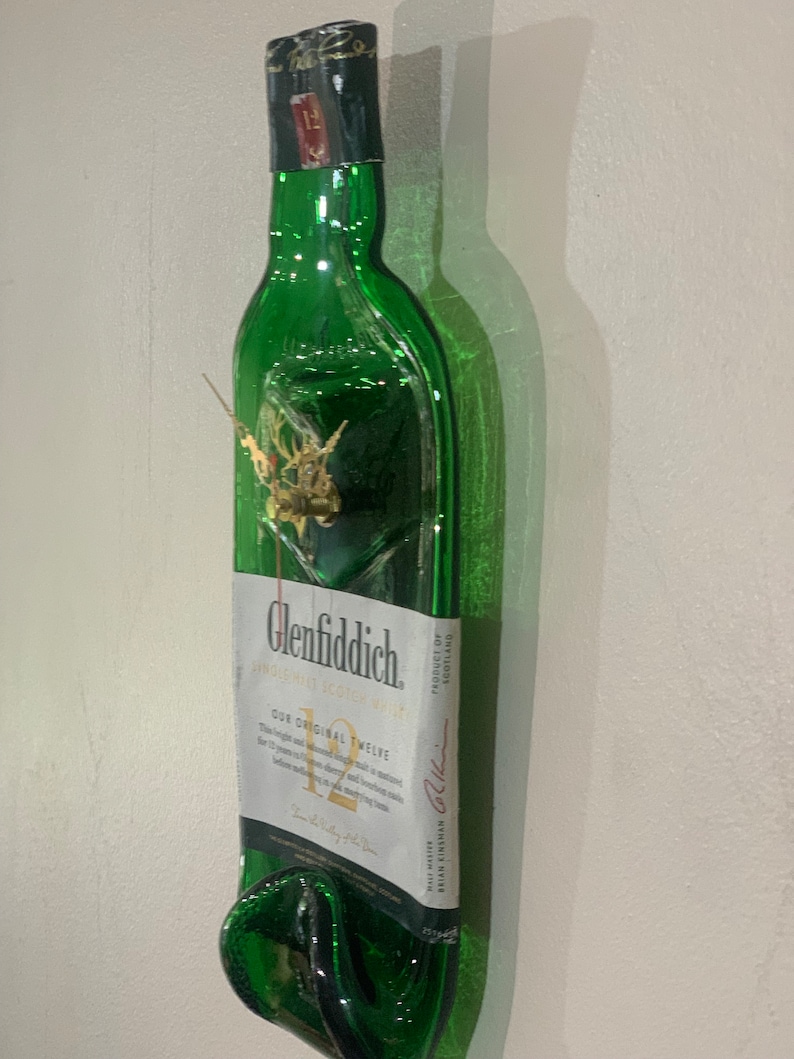 Glenfiddich 12 Years Old Whiskey Squashed / Flattened Bottle Wall Clock ...