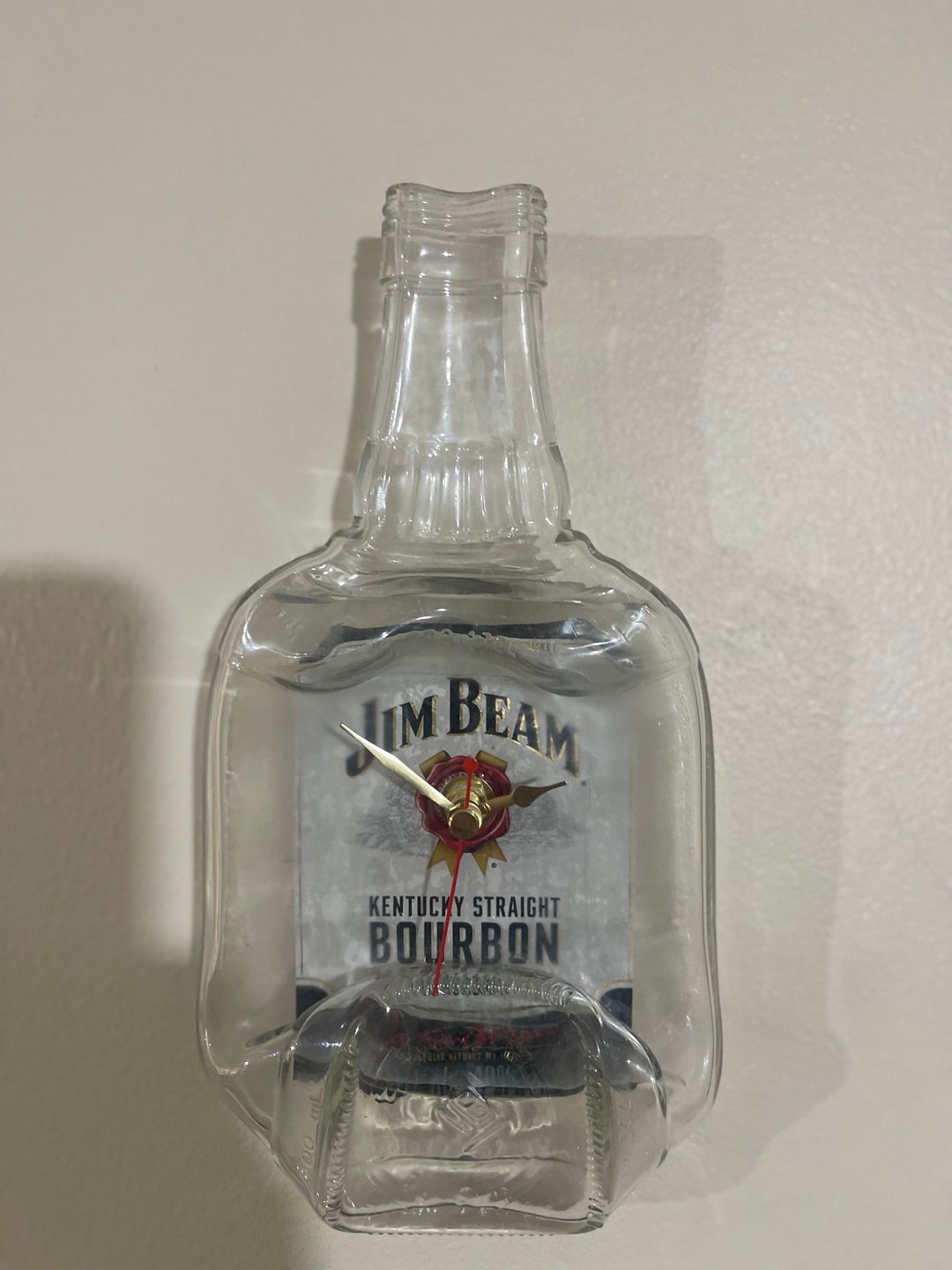 Jim Beam Bourbon Whiskey Squashed / Flattened Bottle Wall Clock With ...
