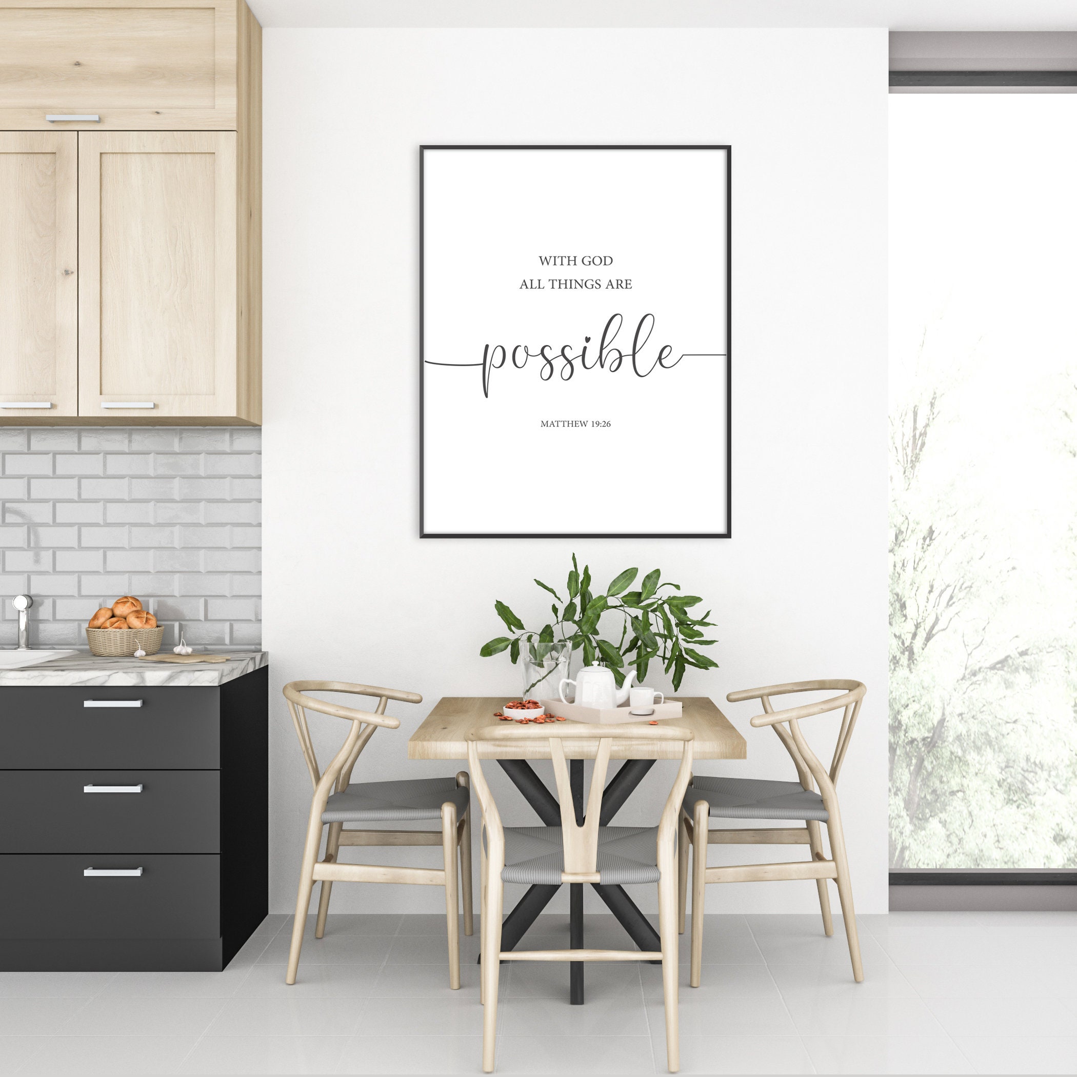 Bible Verse Poster Matthew 19:26 With God All Things Are - Etsy