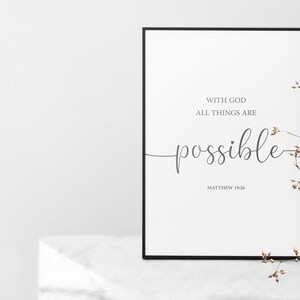Bible Verse Poster Matthew 19:26 With God All Things Are - Etsy