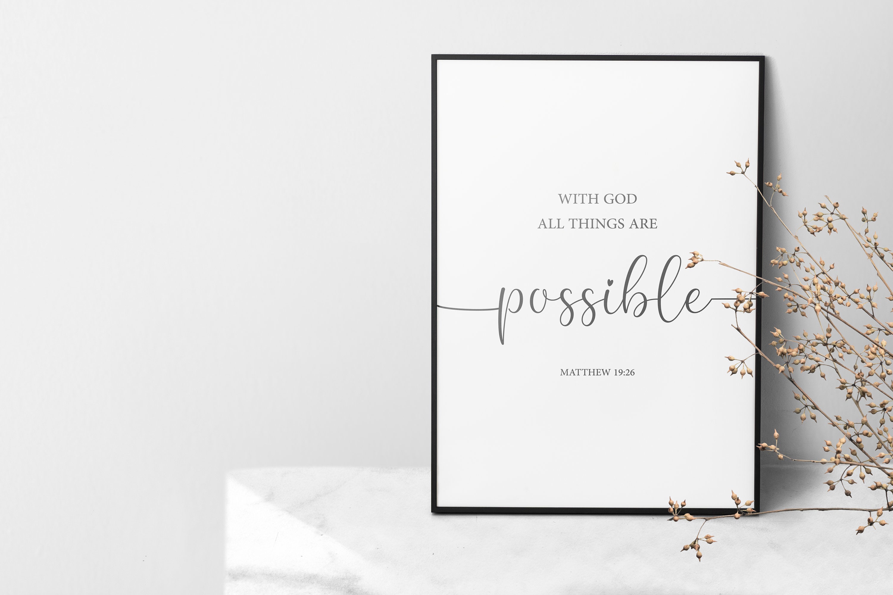 Bible Verse Poster Matthew 19:26 With God All Things Are - Etsy