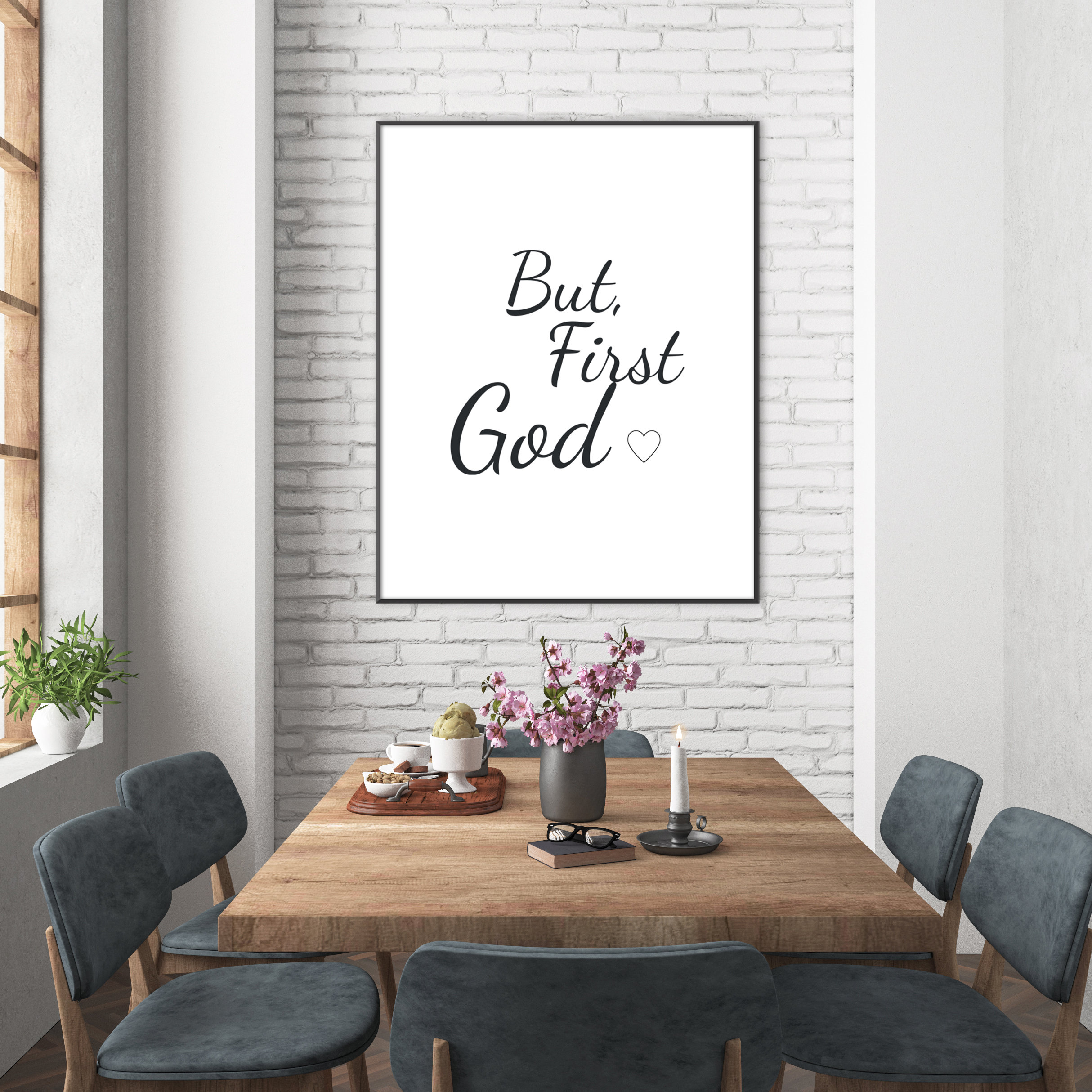 Christian Poster, but First God, Christian Wall Decor, Baptism Gift ...