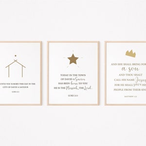 Set of 3 Christmas Bible Verses, Christmas Gallery Set, Christmas ...