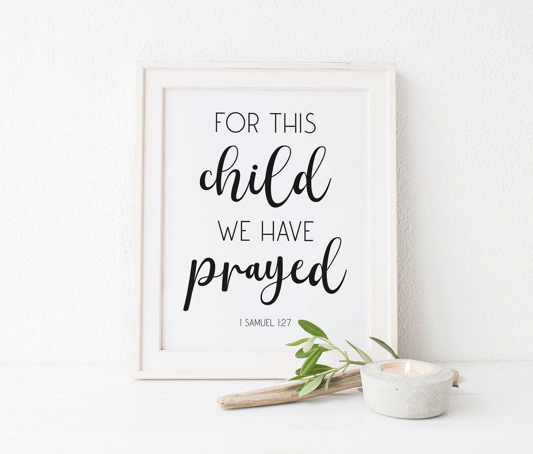 For This Child We Have Prayed, Bible Verse Wall Art, Christian Sign ...